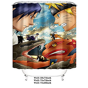 4 Piece Cool Anime Shower Curtain Sets with Non-Slip Rugs, Toilet Lid Cover, Bath Mat and 12 Hooks, Bathroom Decor Set Accessories Waterproof Shower Curtains