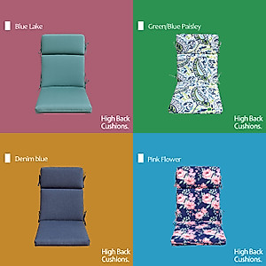 BOSSIMA Indoor Outdoor High Back Chair Cushions Replacement Patio Chair Seat Cushions Set of 4 Green/Blue Paisley