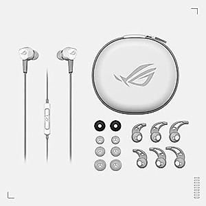 ASUS ROG Cetra II Core Moonlight White in-Ear Gaming Earbuds | Liquid Silicone Rubber Drivers, 90° Cable Connector, Hi-Res Audio, 3.5 mm, for PC, Mac, PS4, PS5, Xbox One, Switch and Mobile Devices