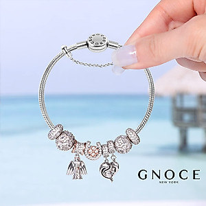 GNOCE Charm Bracelet Stainless Steel Snake Chain Metal Basic Charm Bracelet DIY Bangle with Round shaped Clasp (Stainless Steel, 8.3)