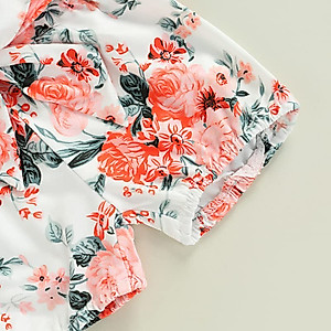 Newborn Baby Girl Auntie Outfits Auntie's Bestie Short Sleeve Ribbed Romper Floral Shorts Clothes with Headband (A-Pink, 3-6 Months)