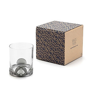 Royal Selangor Pewter Spades Whiskey Tumbler 10oz - Ace Collection Luxurious Cognac/Bourbon/Scotch/Cocktail Drinking Glass