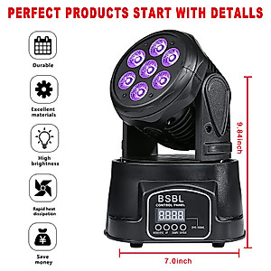 70W Moving Heads Wash Lights RGBW LED Stage Light 9/14CH DMX Light with Professional Spotlight for DJ Disco Events Wedding Birthday Party Live Show Bar...