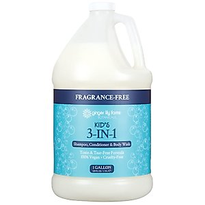 Ginger Lily Farms Botanicals Kid's 3-in-1 Shampoo, Conditioner & Body Wash, Tear-Free Formula, 100% Vegan & Cruelty-Free, Fragrance-Free, 1 Gallon (128 fl oz) Refill