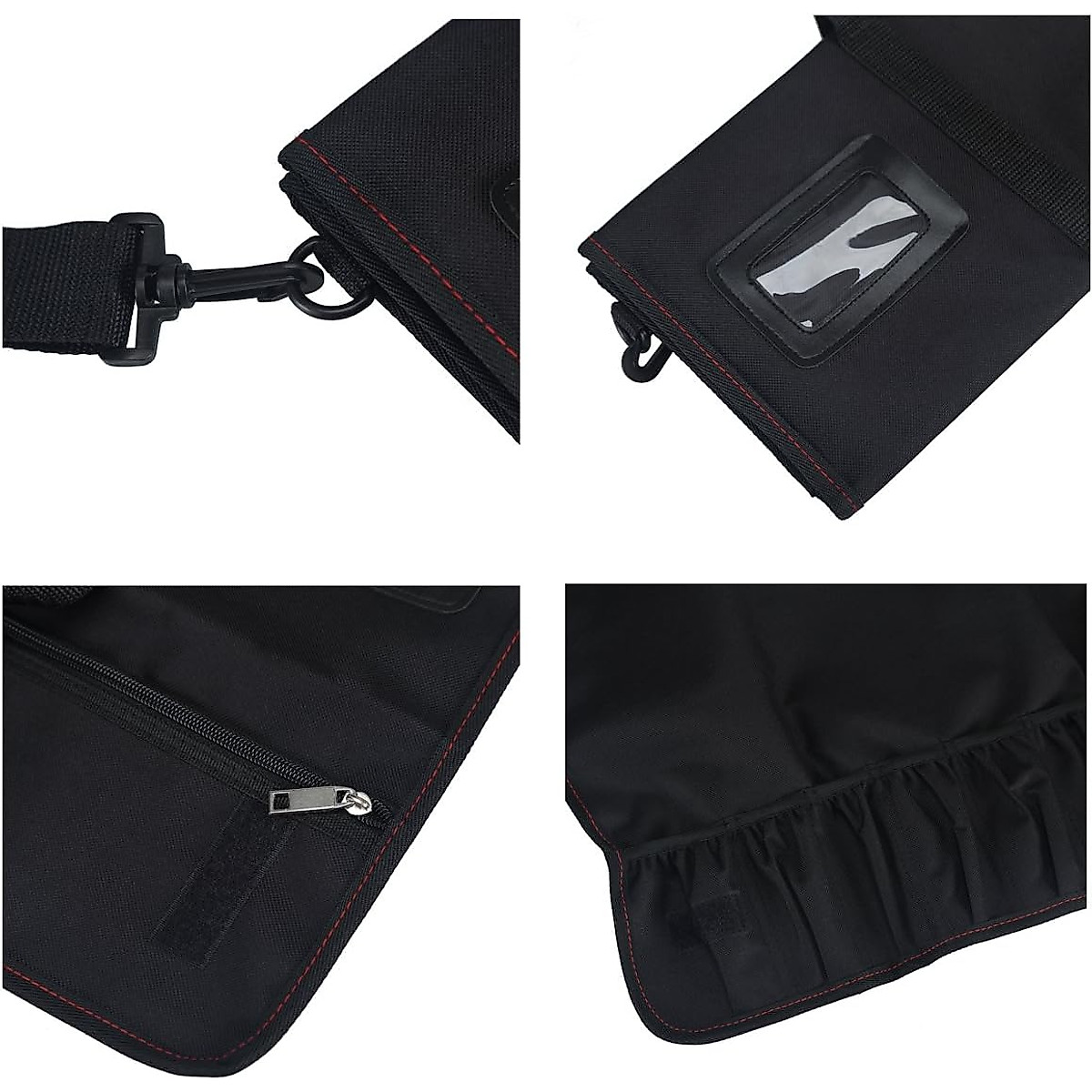 Tosnail Chef Knife Case Roll Bag with 21 Slots & 1 Large Zipper Pocket, Easy Carry Handle and Shoulder Strap - Black