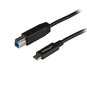 StarTech.com USB C to USB B Printer Cable - 1m / 3 ft - Superspeed - USB 3.1 - 10Gbps - USB C Printer Cable - USB Type C to Type B (USB31CB1M) , Black