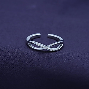 14k White Gold Over Sterling Silver White Natural Diamond Accent Infinity Toe Ring Adjustable