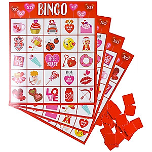 Iconikal Valentine's Day 32 Player Bingo Game Set Classroom Group Activity Fun Interactive Learning School Plus Bonus Game