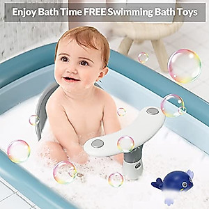 REIKTLUD Baby Bath Seat,Baby Bathtub Bath Seat for Sit-up,Infant Bath Seat,Bath Seat for Baby 6-36 Months,Water Thermometer–Non–Slip Soft Mat–with 4 Secure Suction Cups Provides Backrest Support(Gray)