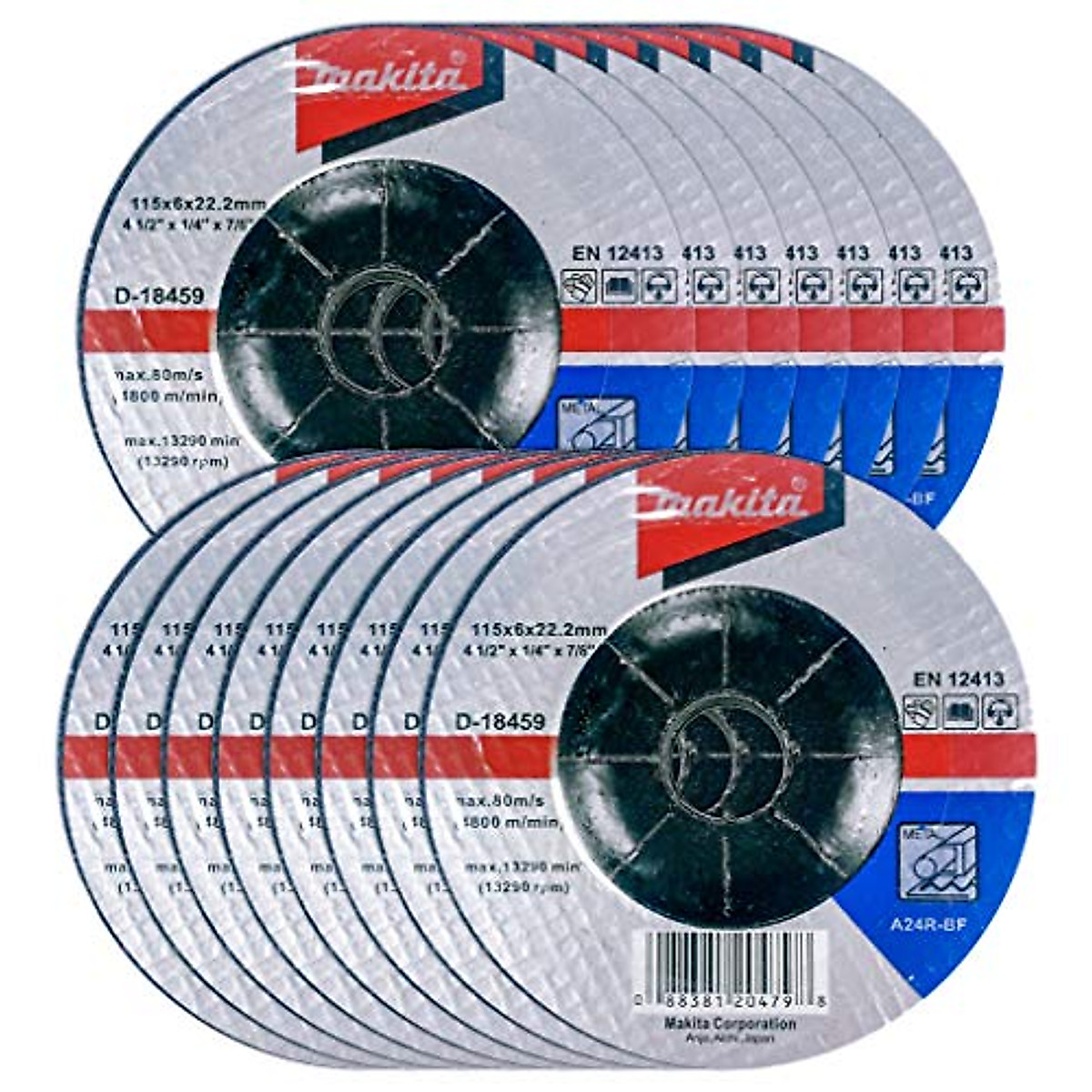 Makita 15 Pack - 4.5" Grinding Wheel For Grinders - Aggressive Grinding For Metal - 4-1/2" x 1/4 x 7/8-Inch
