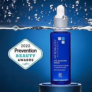 Andalou Naturals Collagen + Hyaluronic Acid Serum for Face, Deep Hydration Life Boosting Face Serum, Helps Improve Skin Elasticity, Day & Night Hydrating Serum, 1 Fl. Oz.