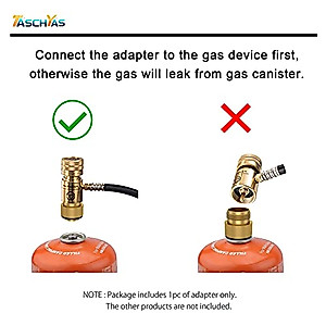 Isobutane to Propane Adapter - Taschyas Camping Grill Propane Gas Stove Adapter - Input: EN417 Lindal Valve Canister, Output: Propane Gas Stove Z20