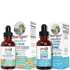 USDA Organic Multivitamin Liquid Drops for Infant & Infant Liquid Ionic Zinc Bundle by MaryRuth's | Immune Support & Overall Wellness | Vegan | Non-GMO | Gluten Free.