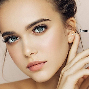 14k White Gold Ball Stud Earrings with Secure and Comfortable Screw Backs (4mm)