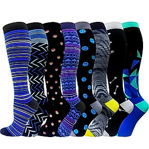 Aoliks Blue Compression Socks for Women & Men,Knee High Socks for Sports Flying Baseball