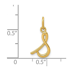 Solid 14k Yellow Gold Cursive S Initial Letter Alphabet Charm Pendant