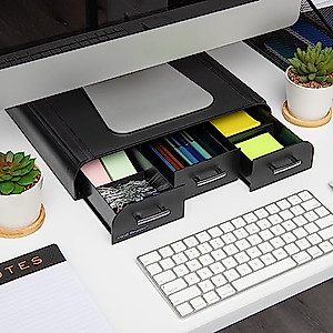 Mind Reader PC, Laptop, IMAC Monitor Stand and Desk Organizer, 12.87 x 13.46 x 2.72 inches, Black