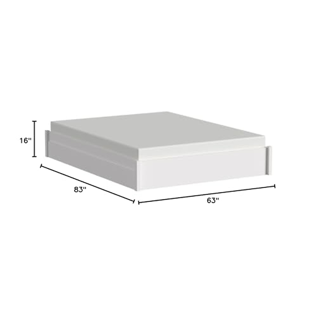 Prepac Select Queen 4-Post Raised Platform 2-Drawer Storage Bed, Modern Queen Storage Bed with Drawers 83" D x 63" W x 16" H, White, WBSQ-1302-3K