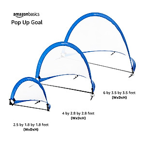 Amazon Basics Pop-Up Soccer Goal Net Set with Carrying Case - 2.5 Feet, Blue
