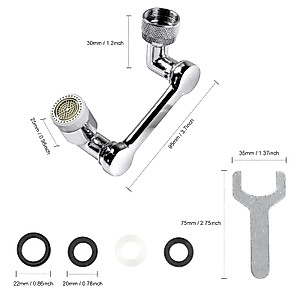 Faucet Extender 1080°Rotating Swivel, Sink Water Faucet Aerator Extension in Brass Swivel Robotic Arm for Bathroom Kitchen with 2 Water Flow Modes