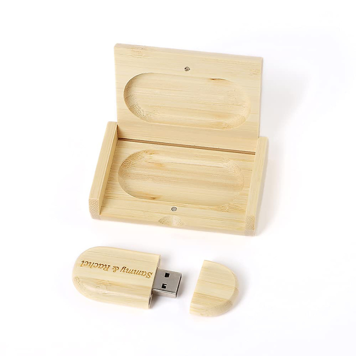 RXFSP Customize Personalised Laser Engraved Solid Wooden USB Flash Drive USB Box Wedding Photo Memory Storage Disk,Wedding ceremony,Company customization,Personal gift (2G, bamboo)
