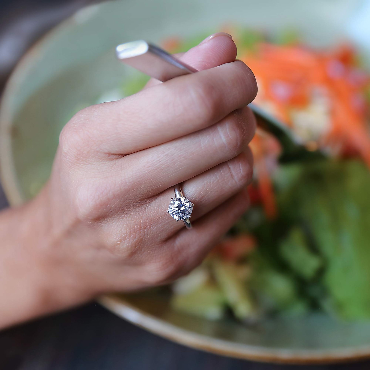 Sterling Silver Ring Round 1.5 carat CZ Stone 6 prong Classic Solitaire Wedding Engagement Ring 7.5MM (Size 5 to 10), 5