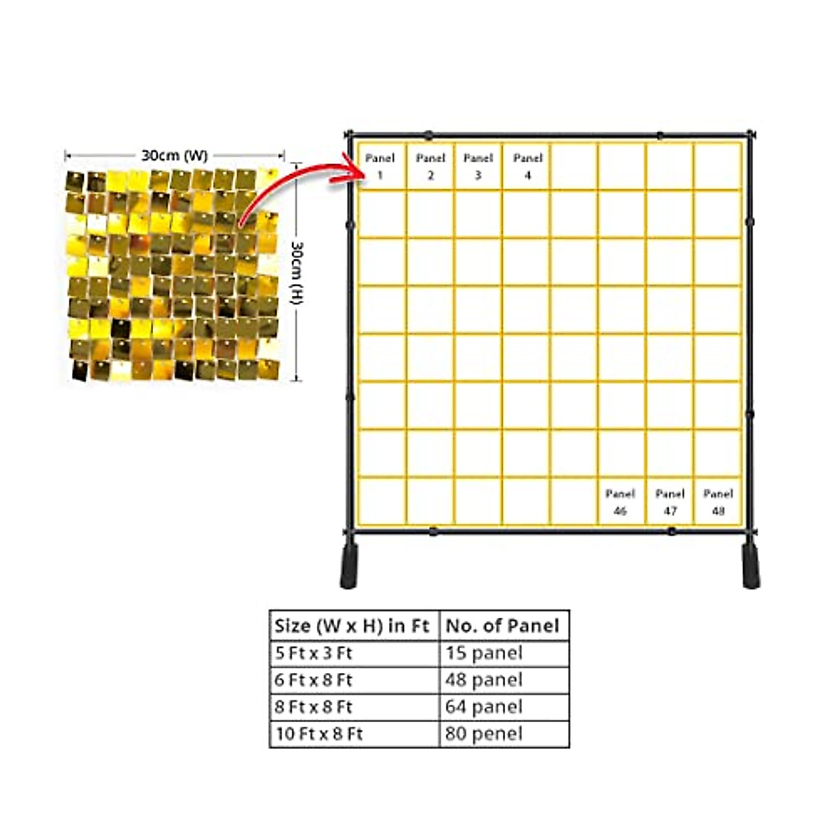 BannerBuzz Shimmer Panel Backdrop, Made of Premium Quality Plastic (Gold, 6' W X 8' H)