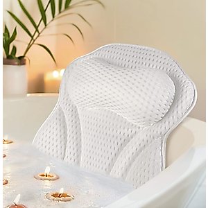 Docilaso Premium Bath Pillow, Quick-Drying 4D Air Mesh Bathtub Spa Pillow, 6 Non Slip Suction Cups, Soft and Comfortable - Suitable for All Bathtub, Hot Tub, Jacuzzi, Spas