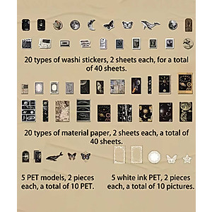 ZMLSED Vintage Ephemera Scrapbook Stickers,100 Pieces Star Universe Bundle Junk Journal Kit Supplies Material Paper Pack Decorative Aesthetic for Craft Art Bullet Junk Journal Planner Collage Album