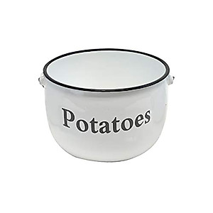 Treasure Gurus 3pc Set Rustic White Enamel Potato Onion Produce Storage Basket Metal Vegetable Bin Farmhouse Decor