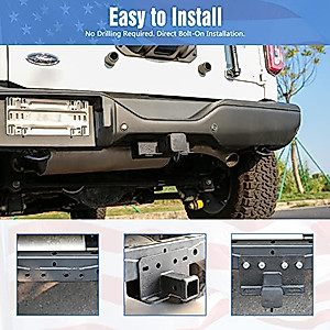 ROADER 2" Trailer Hitch Receiver Fit for 2021-2022 Ford Bronco 2/4 Door, Upgraded Rear Bumper Hitch Receiver with Trailer Hitch Covers, Ford Bronco Accessories (Not for Bronco Sport)