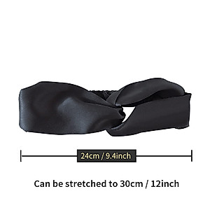 ZIMASILK 100% Mulberry Silk Headband Elastic Twisted Head Hair Wrap Accessory Turban For Women(Black)