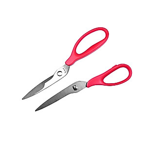 Seki Japan V.ROAD Heavy Duty Kitchen Scissors, Multifunctional Utility Shears, Stainless Steel Blade Red PP Soft Handle for Meat, Vegetable