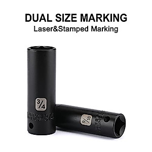 Mayouko 1/2" Drive Deep Impact SAE Socket Set, CR-V, 6 Point, 11 Pieces, 3/8-Inch to 1-Inch