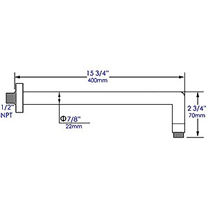 ALFI brand ABSA16R-BM Shower Arm, Black Matte