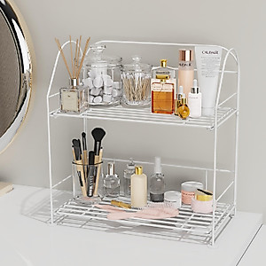 Johamoo Bathroom Shelves for Storage, Bathroom Shelf Over Toilet, Multifunctional Foldable Storage Rack, Free Standing 2 Tiers Utility Shelves Living Room Kitchen (White)