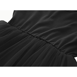 JNKLWPJS Girls Tutu Dress Toddler Ruffle Sleeve Princess Party Tulle Sundress Black 100CM