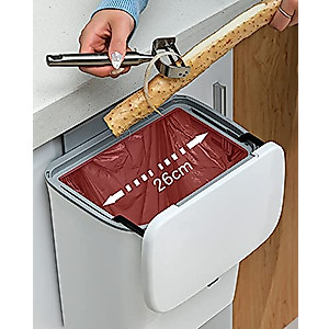Cedilis 2.4 Gallon Kitchen Compost Bin for Counter Top, Under Sink Garbage Can, Hanging Trash Can with Lid for Kitchen Cabinet Door, Indoor Compost Bucket, Food Waste Bin, Mountable, White