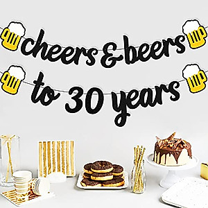 Glitter Black Happy Birthday Banner for DIY 21 25 30 35 40 45 50 55 60 Years Old Birthday Party Wedding Anniversary Theme Celebration Party Supplies
