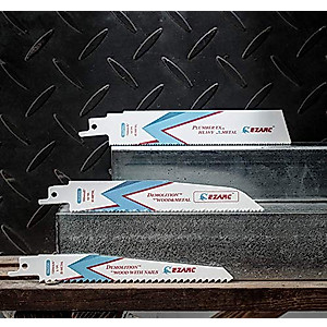 EZARC Reciprocating Saw Blade Bi-Metal Cobalt Sabre Saw Blades for Wood Demolition 6-Inch 6TPI R622DH (5-Pack)