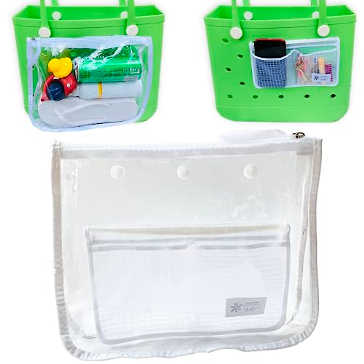 Lopau Accessories Inserts for Bogg Bag, 2 Packs Bag Insert Organizer Divider Storage Pouch for Rubber Tote Bag, Pool Bag Divider Beach Necessities, Ideal for Vacation Makeup Key Phone Cup Drink Holder