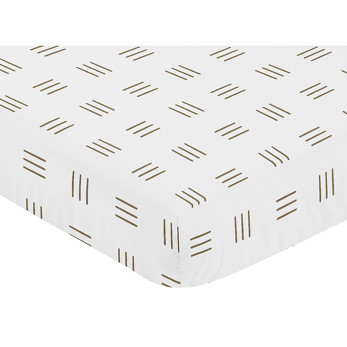 Sweet Jojo Designs White Brown Boho Mudcloth Boy Girl Fitted Crib Sheet Baby Toddler Bed Nursery Cocoa Chocolate Tan White Bohemian Woodland Tribal Southwest Mud Cloth Hatch Gender Neutral Triple Line