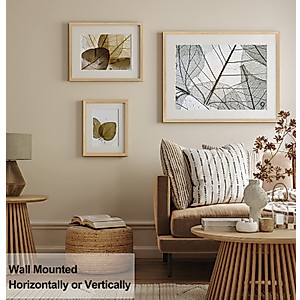 Yaetm 16x20 Picture Frame Matted to 11x14 Set of 2, Natural Solid Oak Wood Frame 16x20 for Photos, Posters & Art Prints, Horizontal and Vertical Wall Mount (2 pack, Oak)