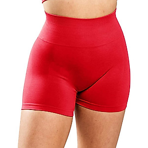 CHANGEZOE Women Butt Scrunch Workout Shorts Seamless High Waisted Amplify Gym Yoga Athletic Booty Shorts L Fiery Red