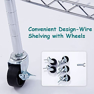 BELANITAS 6 Shelf Corner Wire Shelf Corner Metal Shelf Storage Steel Shelves for Storage Unit Metal Shelf Wire Rack, 26.77" L x 26.77" W x 70.87" H,Silver