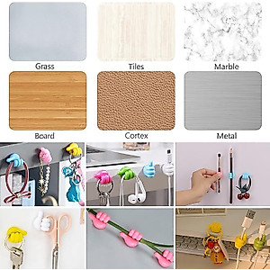 20 Pcs Self Adhesive Silicone Thumb Hooks – Multifunction Thumb Up Wall Hooks for Cable Clip, Key Holder, Wire Management, Small Command Hooks – Versatile Wall Hangers
