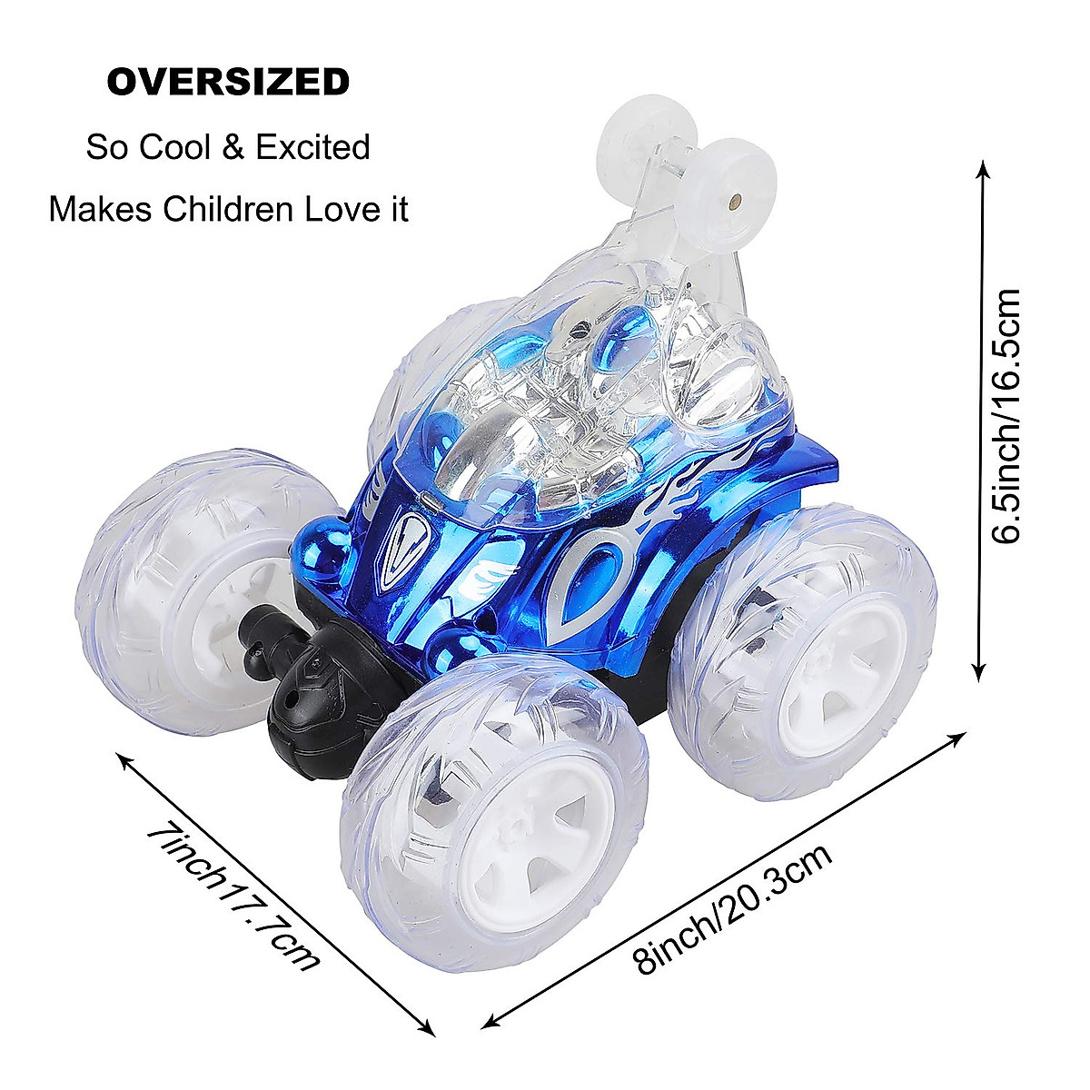 abandon Remote Control Car, RC Stunt Car 360° Spins & Flips with Colorful Lights & Music Switch, Rechargeable Remote Control Car Toy Christmas and Birthday Gift for Kids, Boys and Girls (Bule)