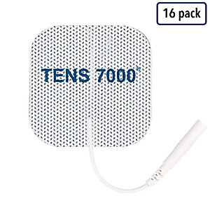 TENS 7000 TENS Pads Replacement, Battery Kit - Includes 16 Premium TENS Unit Replacement Pads, 4 Lead Wires, 9-Volt Replacement Battery, 1 Electrode Pad Holder For Stim Pads