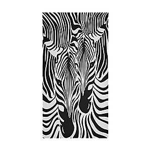 Zebra Hand Towels for Bathroom,Black and White Stripes Zebra Head Leopard Animal Print Small Bath Towels 16"x28" Soft Absorbent Bathroom Hand Towel for Face,Gym,Tea,Guest Kitchen Dish Towel Set of 2