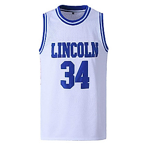 BOROLIN Jesus Shuttlesworth Shirts 34 Lincoln High School Basketball Jersey (White, Small)